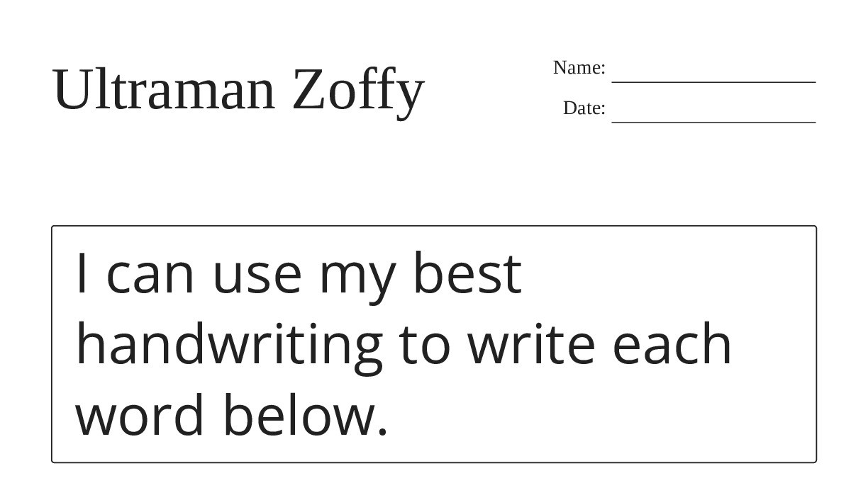 Ultraman Zoffy - My Worksheet Maker: Create Your Own Worksheets