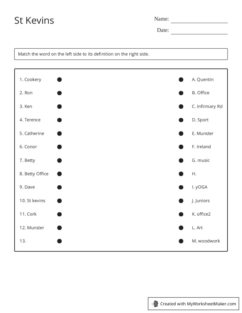 St Kevins My Worksheet Maker Create Your Own Worksheets 