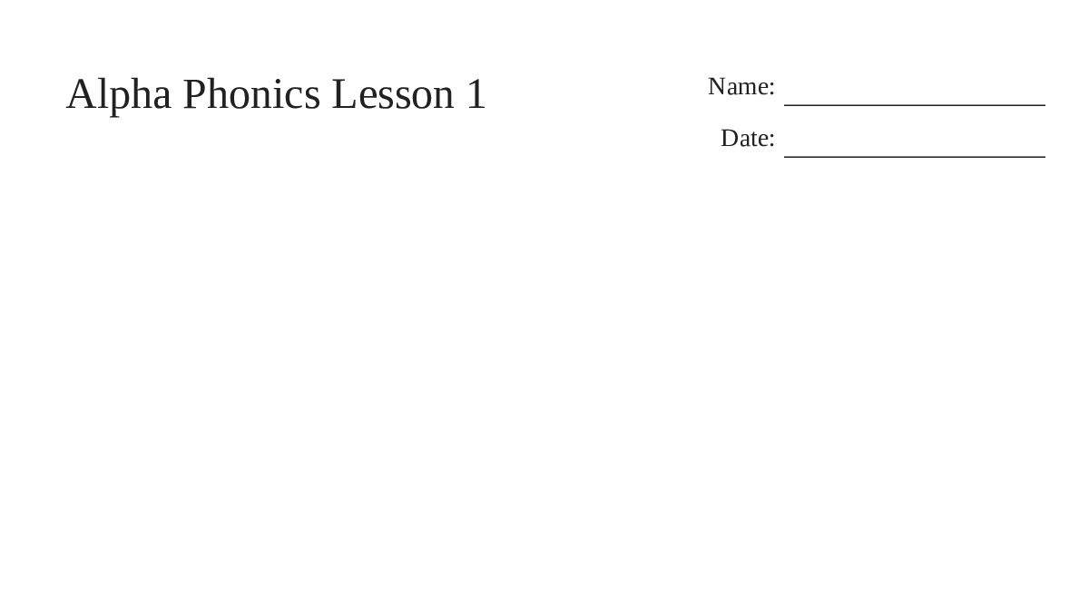 Alpha Phonics Lesson 1 - My Worksheet Maker: Create Your Own Worksheets