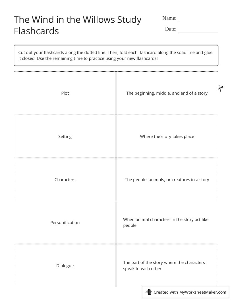 The Wind in the Willows Study Flashcards - My Flashcard Maker: Create ...
