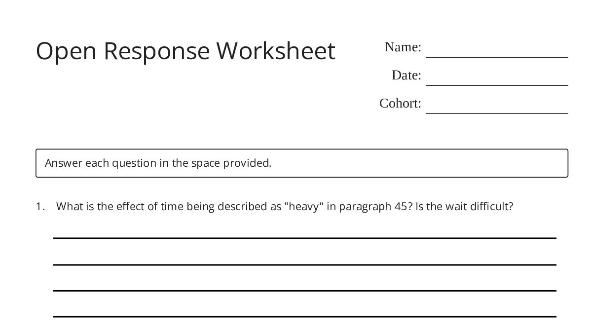 Open Response Worksheet - My Worksheet Maker: Create Your Own Worksheets