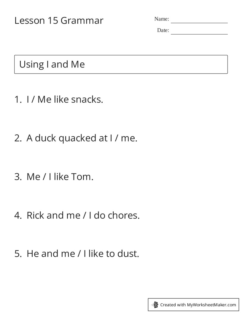 Lesson 15 Grammar - My Worksheet Maker: Create Your Own Worksheets