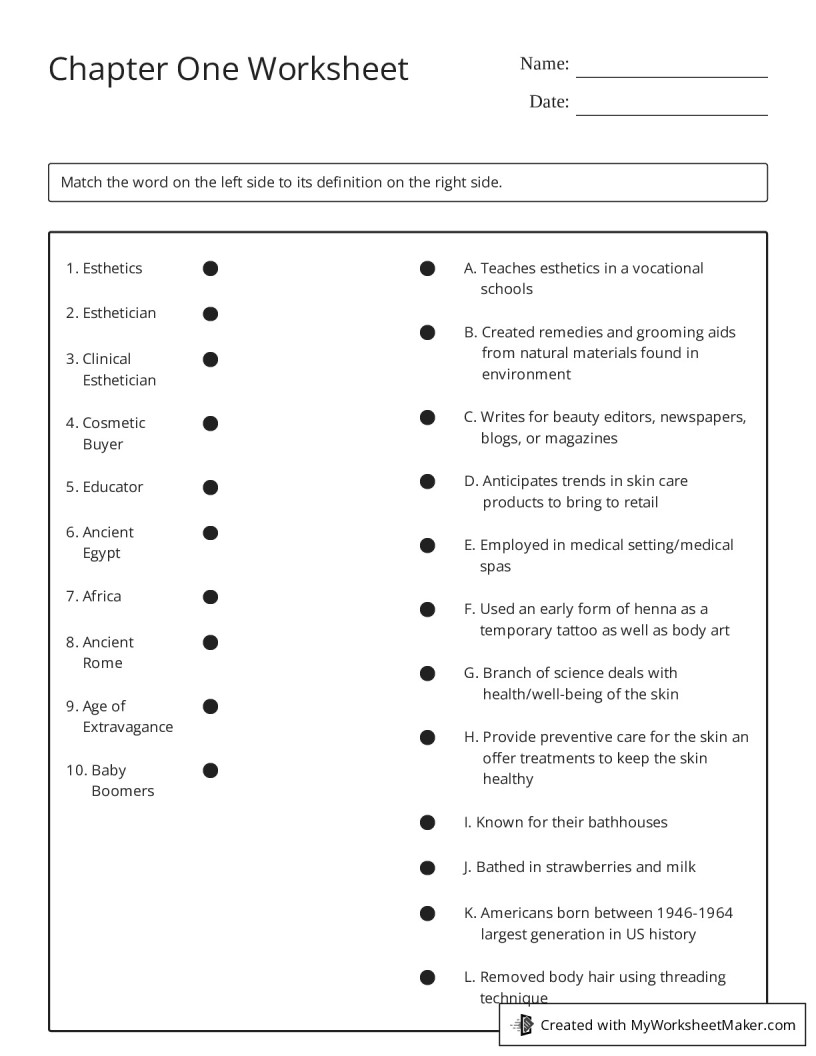 Chapter One Worksheet - My Worksheet Maker: Create Your Own Worksheets