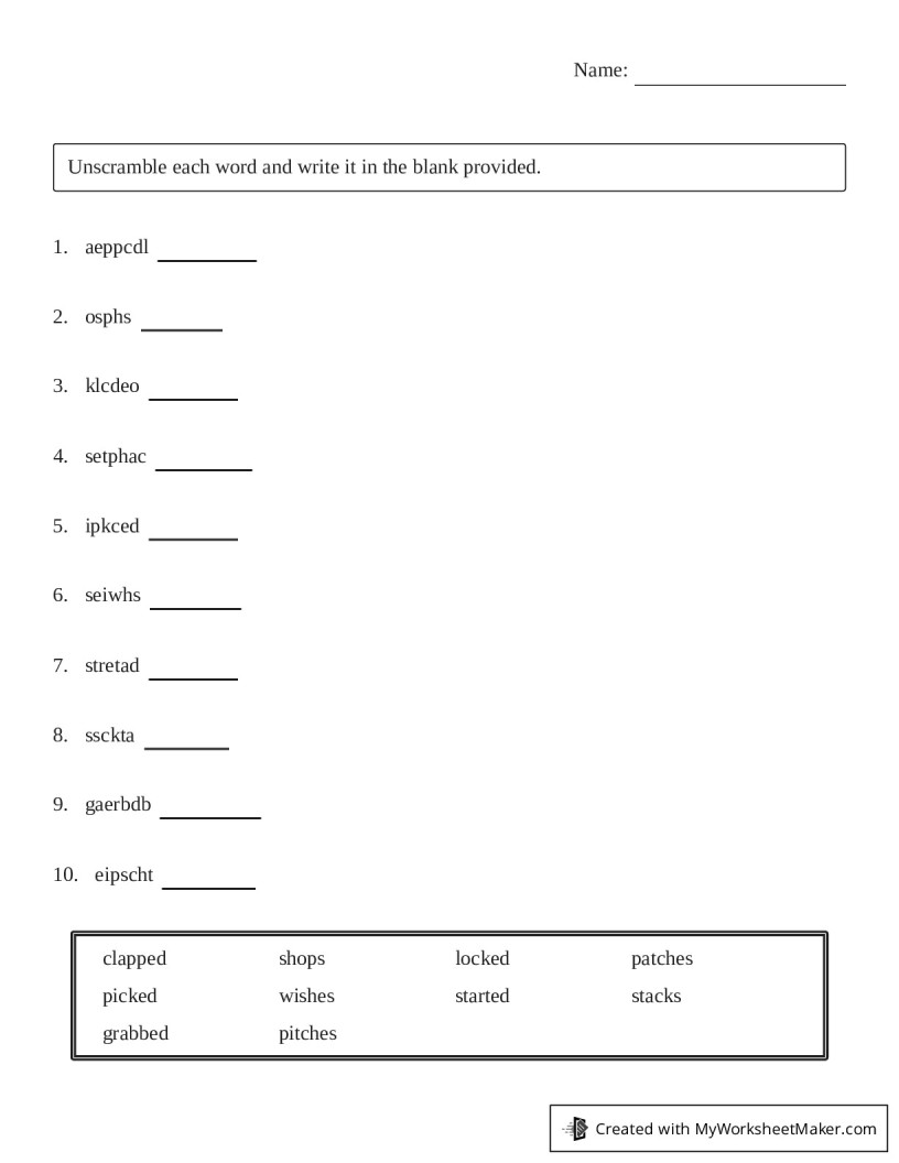 Word Scramble - My Worksheet Maker: Create Your Own Worksheets