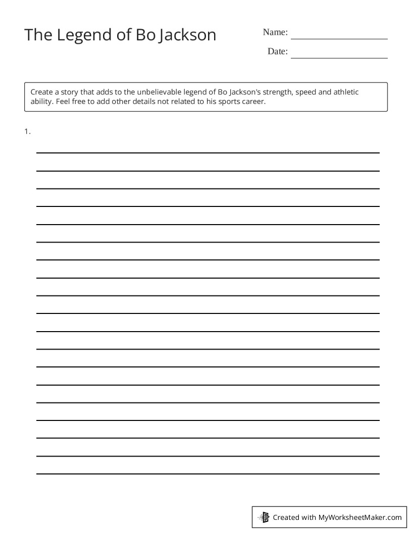The Legend of Bo Jackson - My Worksheet Maker: Create Your Own Worksheets