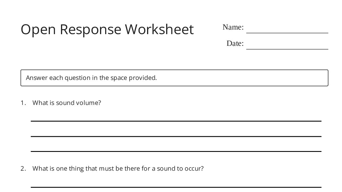 Open Response Worksheet - My Worksheet Maker: Create Your Own Worksheets