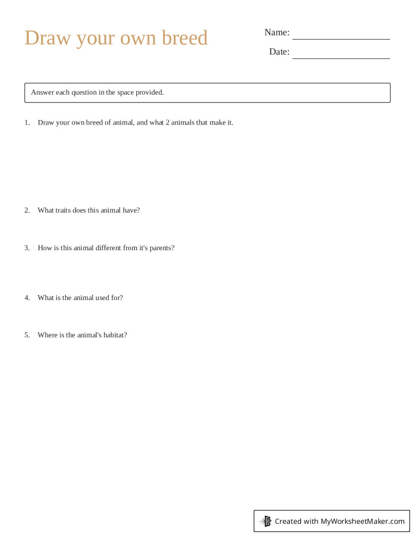 Draw your own breed - My Worksheet Maker: Create Your Own Worksheets