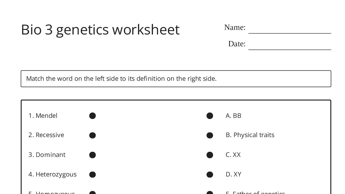 Bio 3 genetics worksheet - My Worksheet Maker: Create Your Own Worksheets