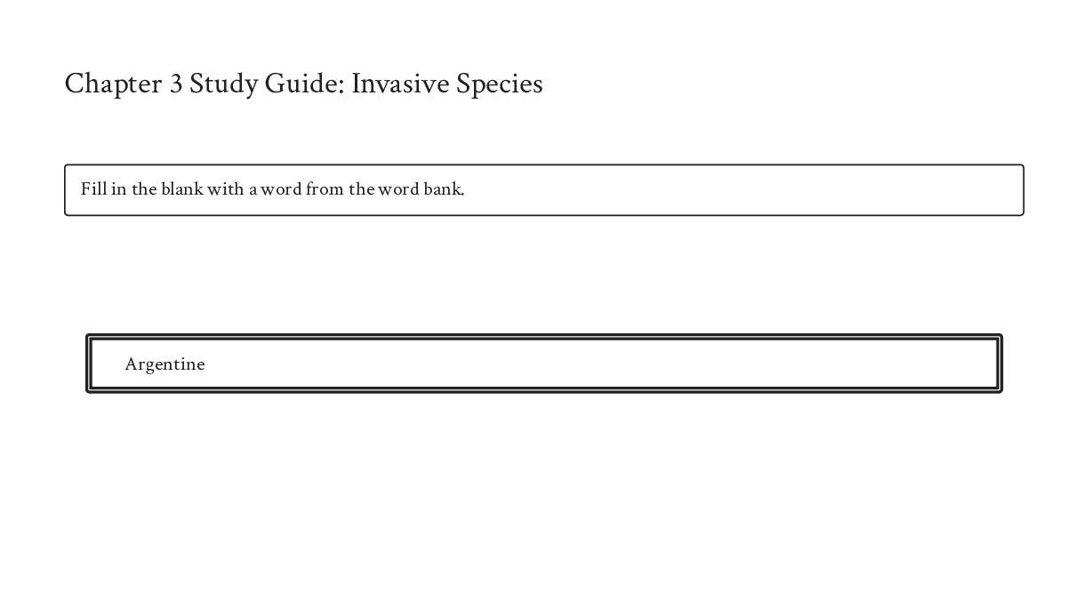 Chapter 3 Study Guide: Invasive Species - My Worksheet Maker: Create ...