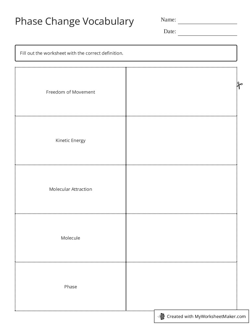 Phase Change Vocabulary - My Flashcard Maker: Create Your Own Flashcards