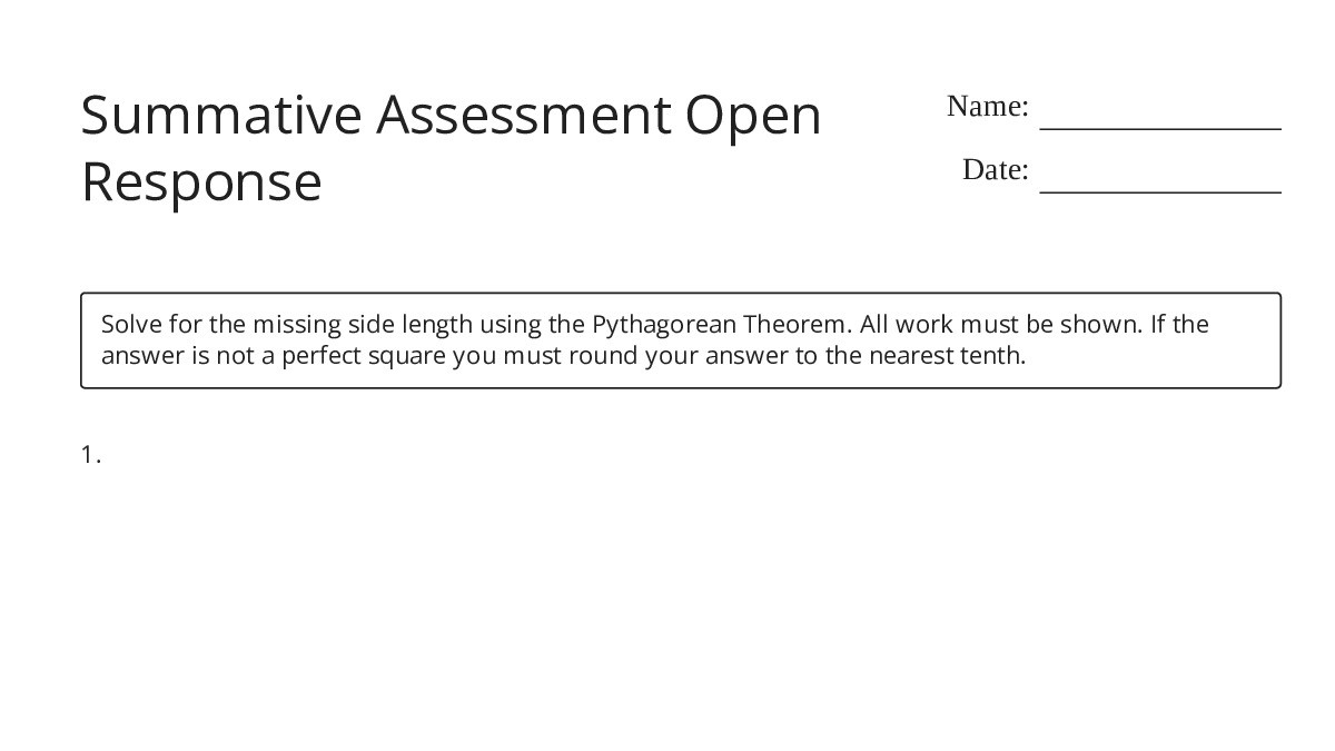 Summative Assessment Open Response - My Worksheet Maker: Create Your Own Worksheets