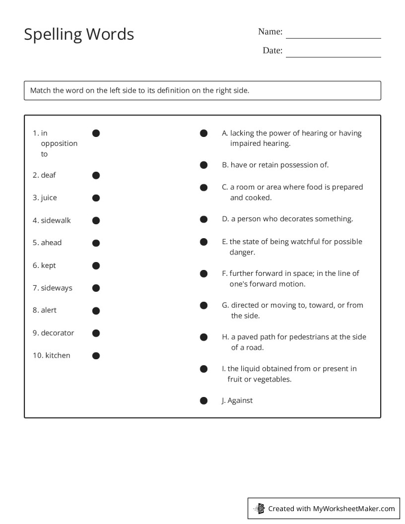 Spelling Words - My Worksheet Maker: Create Your Own Worksheets