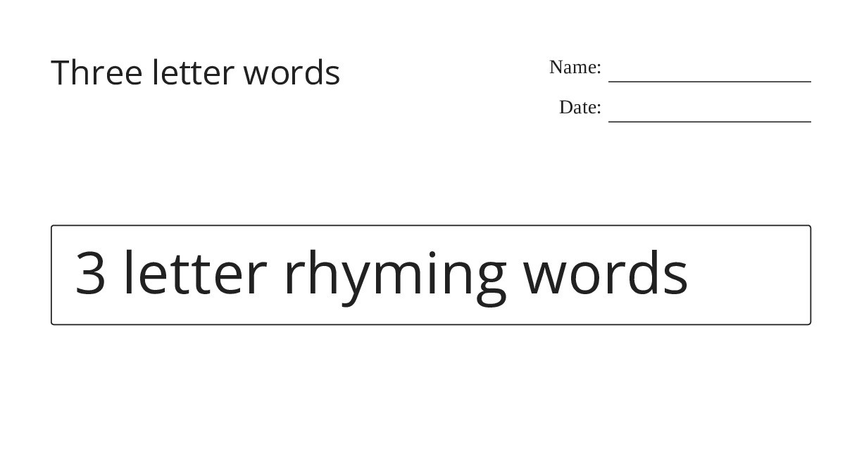 Three letter words - My Worksheet Maker: Create Your Own Worksheets