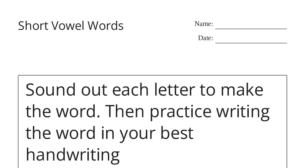 Short Vowel Words - My Worksheet Maker: Create Your Own Worksheets