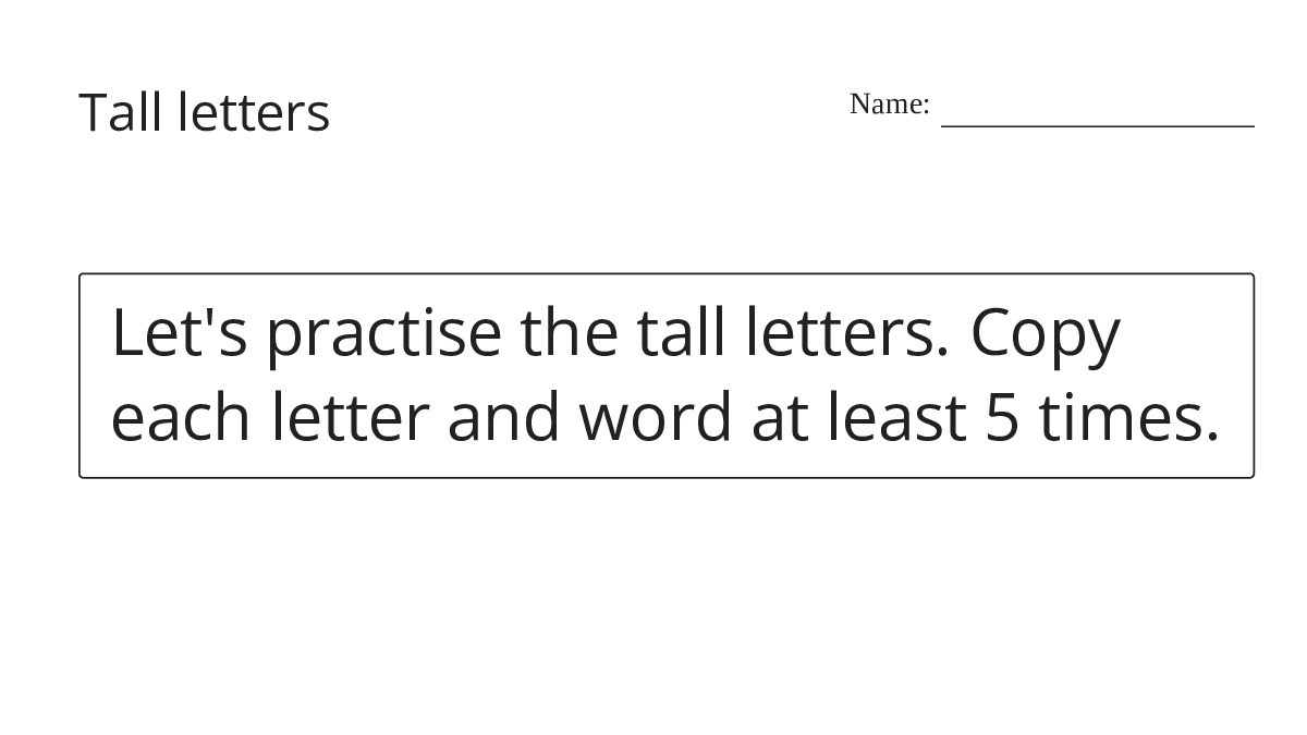 Tall letters - My Worksheet Maker: Create Your Own Worksheets
