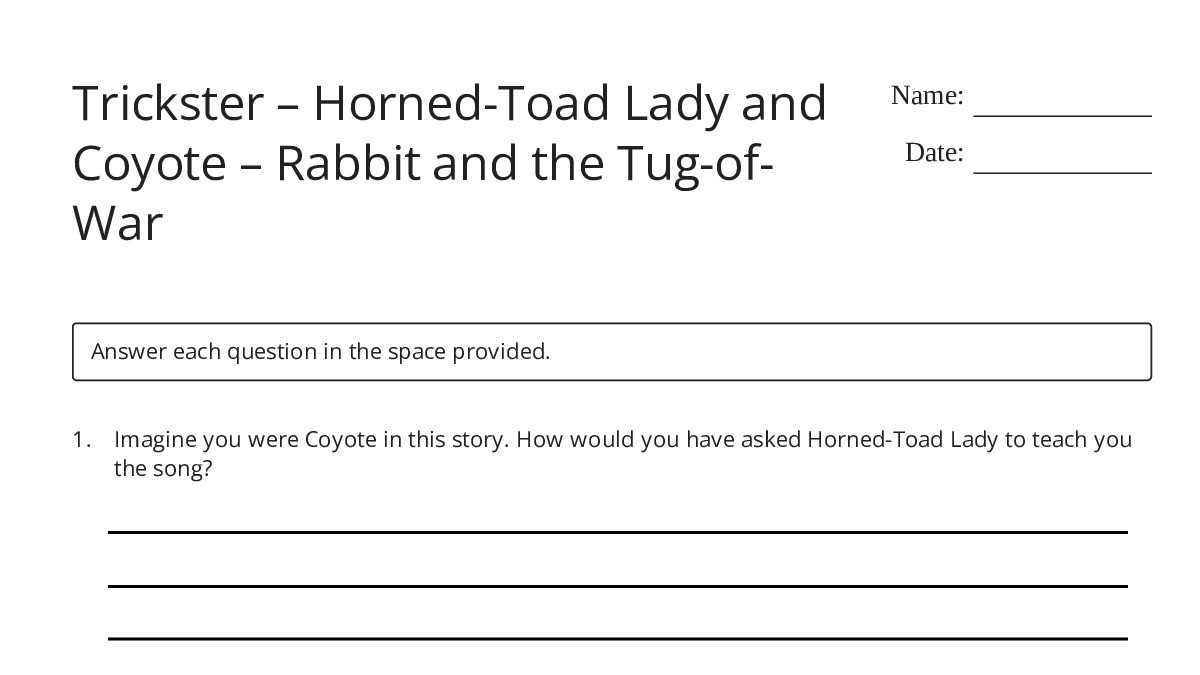 Trickster – Horned-Toad Lady and Coyote – Rabbit and the Tug-of-War ...