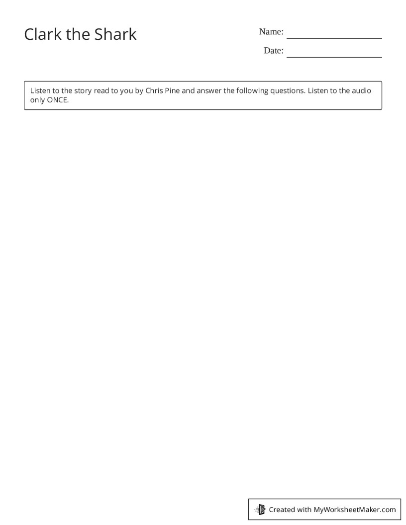 Clark the Shark - My Worksheet Maker: Create Your Own Worksheets