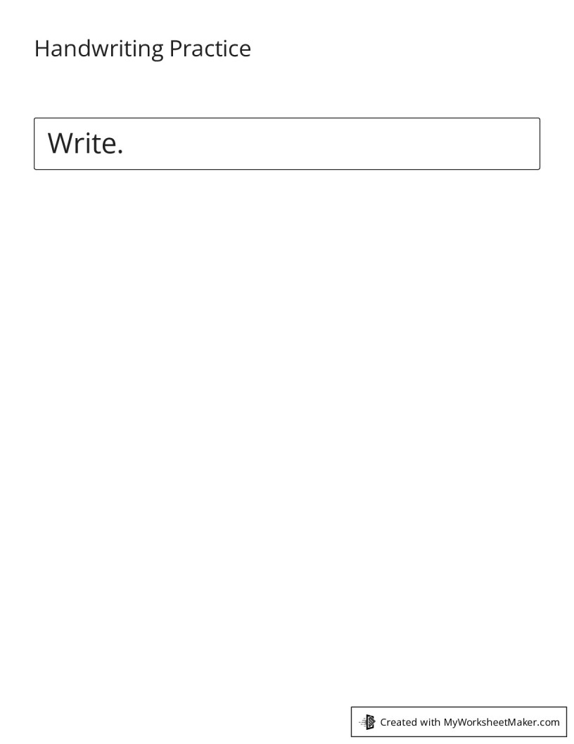 Handwriting Practice - My Worksheet Maker: Create Your Own Worksheets