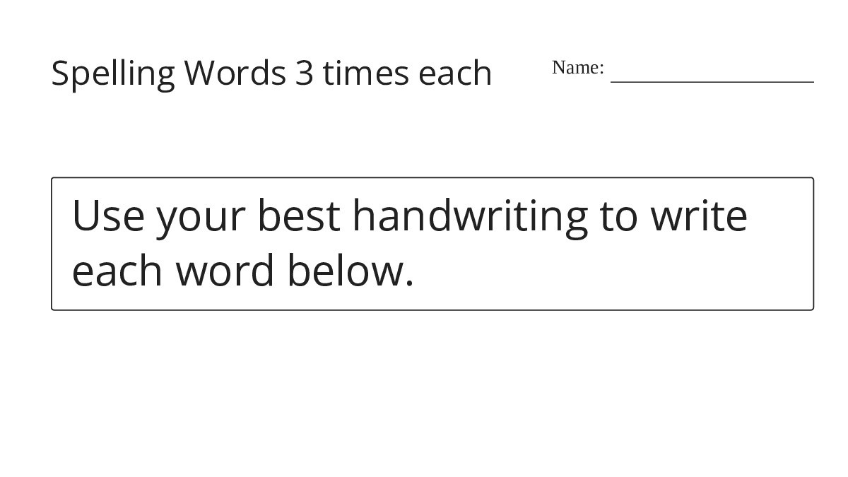Spelling Words 3 times each - My Worksheet Maker: Create Your Own ...