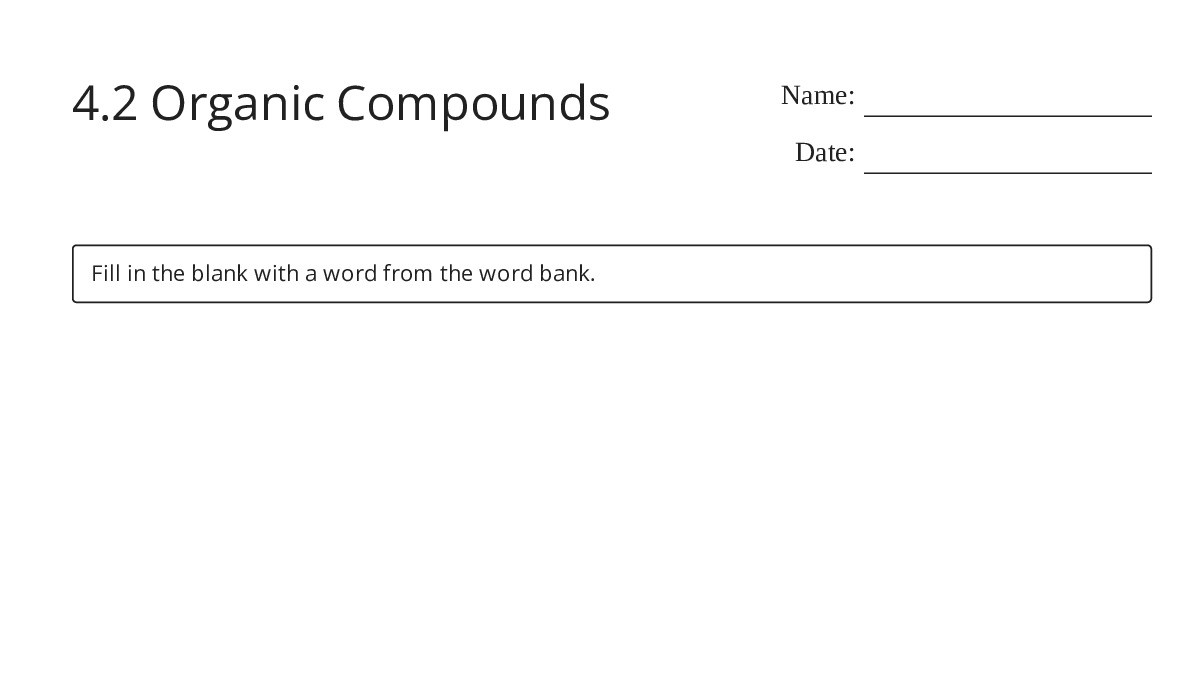 4.2 Organic Compounds - My Worksheet Maker: Create Your Own Worksheets