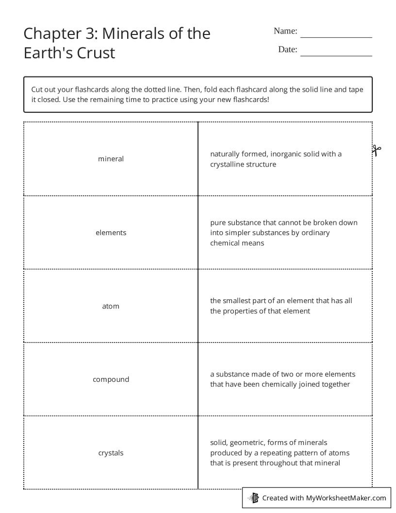 Chapter 3: Minerals of the Earth's Crust - My Flashcard Maker: Create ...