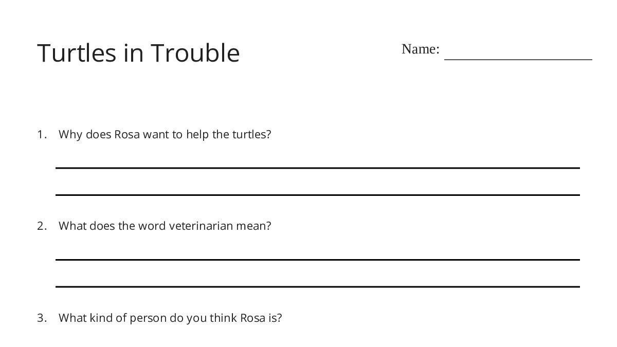 Turtles in Trouble - My Worksheet Maker: Create Your Own Worksheets