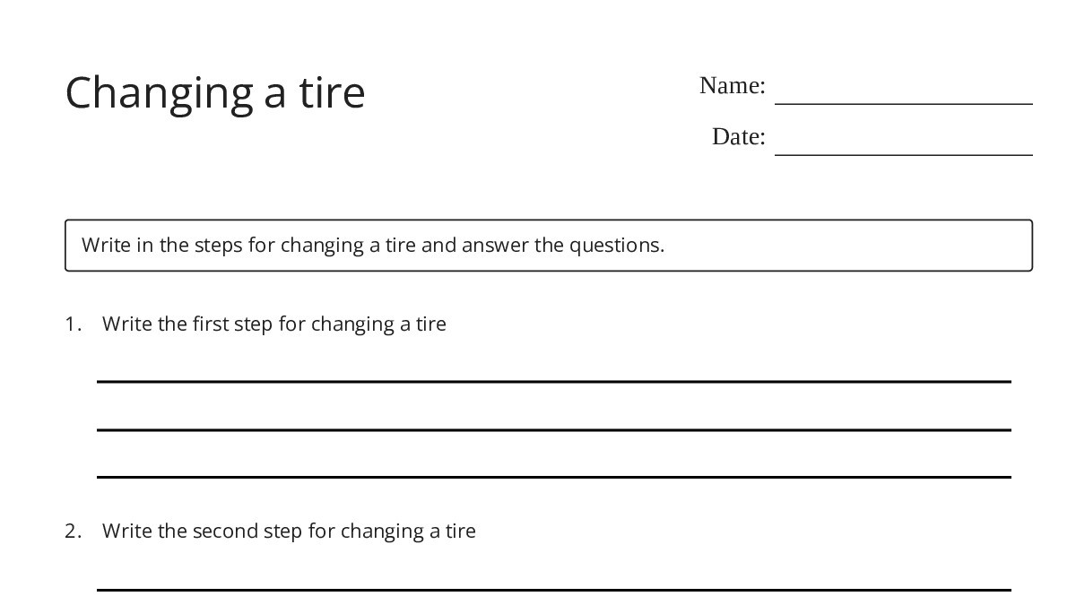 Changing a tire - My Worksheet Maker: Create Your Own Worksheets