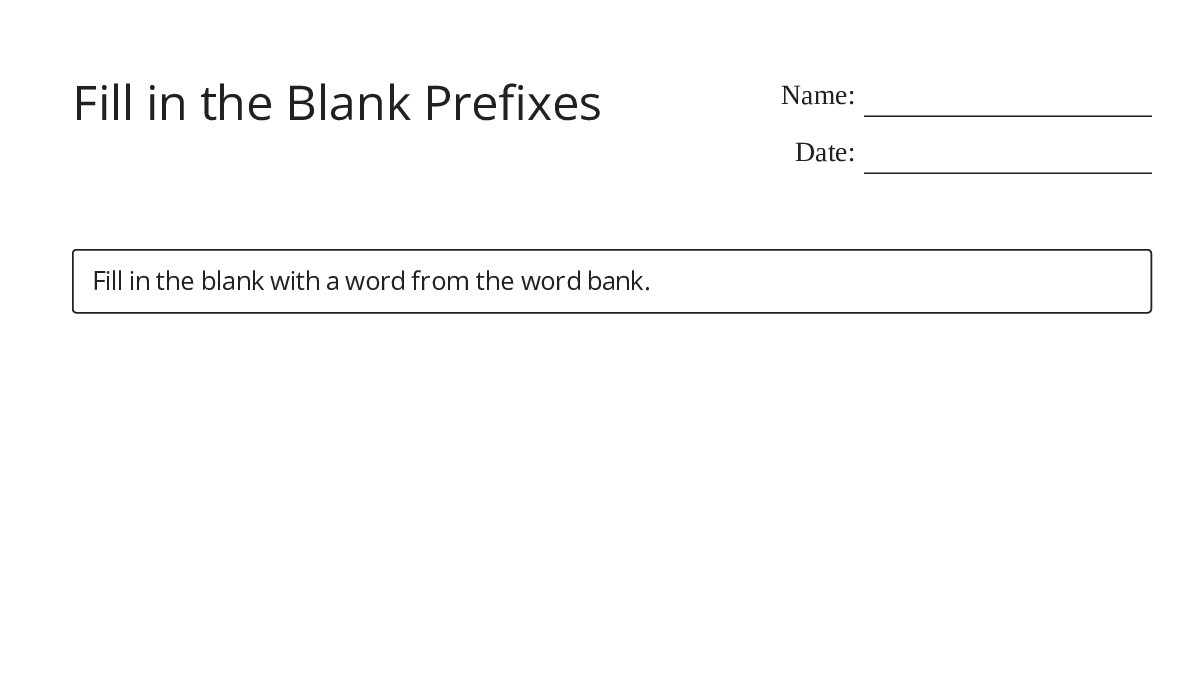 Fill in the Blank Prefixes - My Worksheet Maker: Create Your Own Worksheets