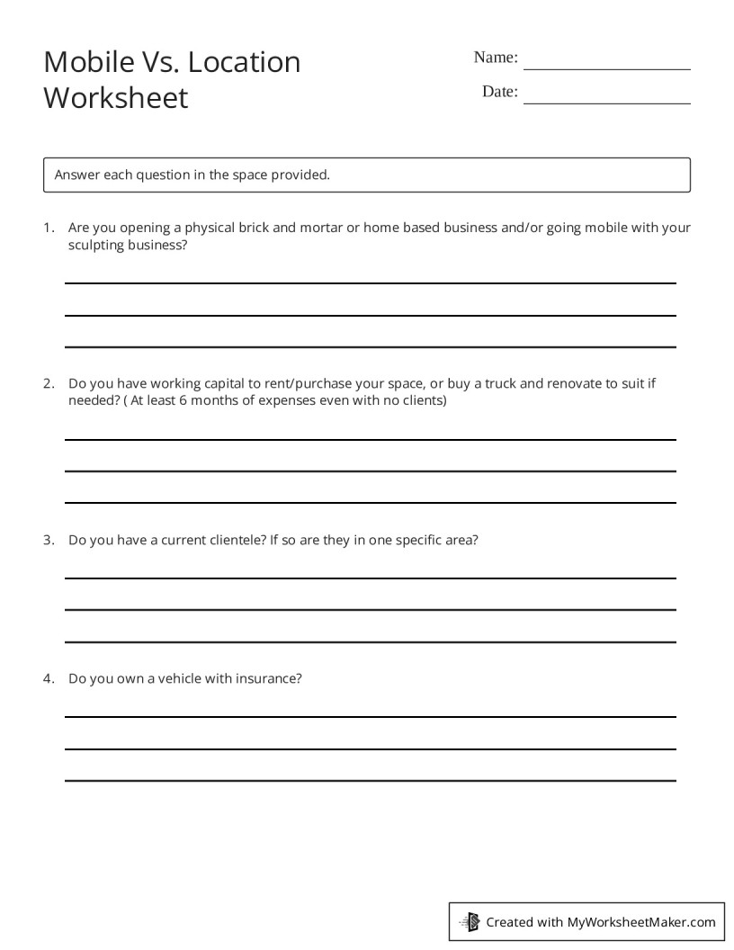 Mobile Vs. Location Worksheet - My Worksheet Maker: Create Your Own ...