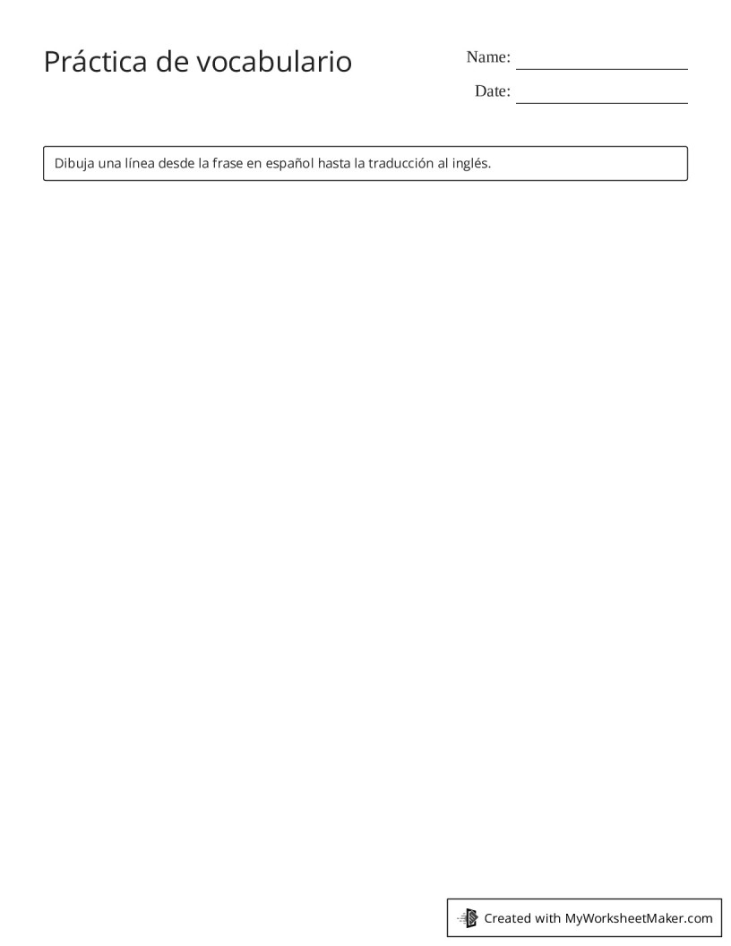 Práctica de vocabulario - My Worksheet Maker: Create Your Own Worksheets