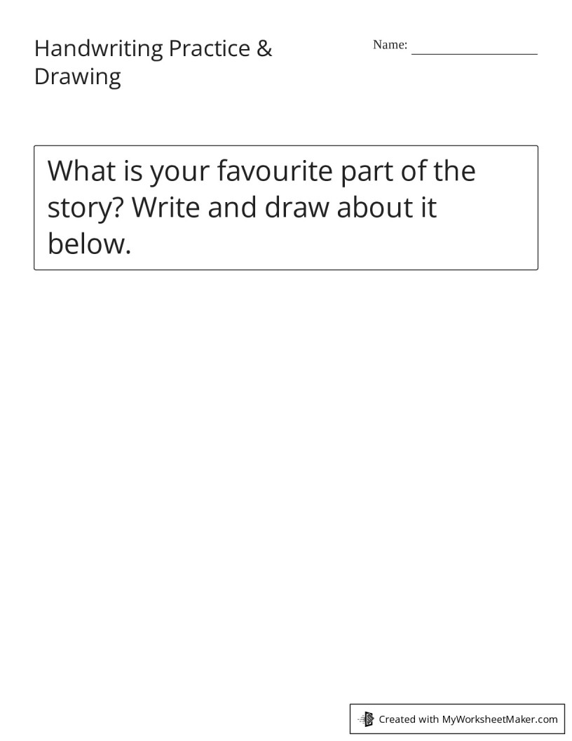 Handwriting Practice & Drawing - My Worksheet Maker: Create Your Own ...