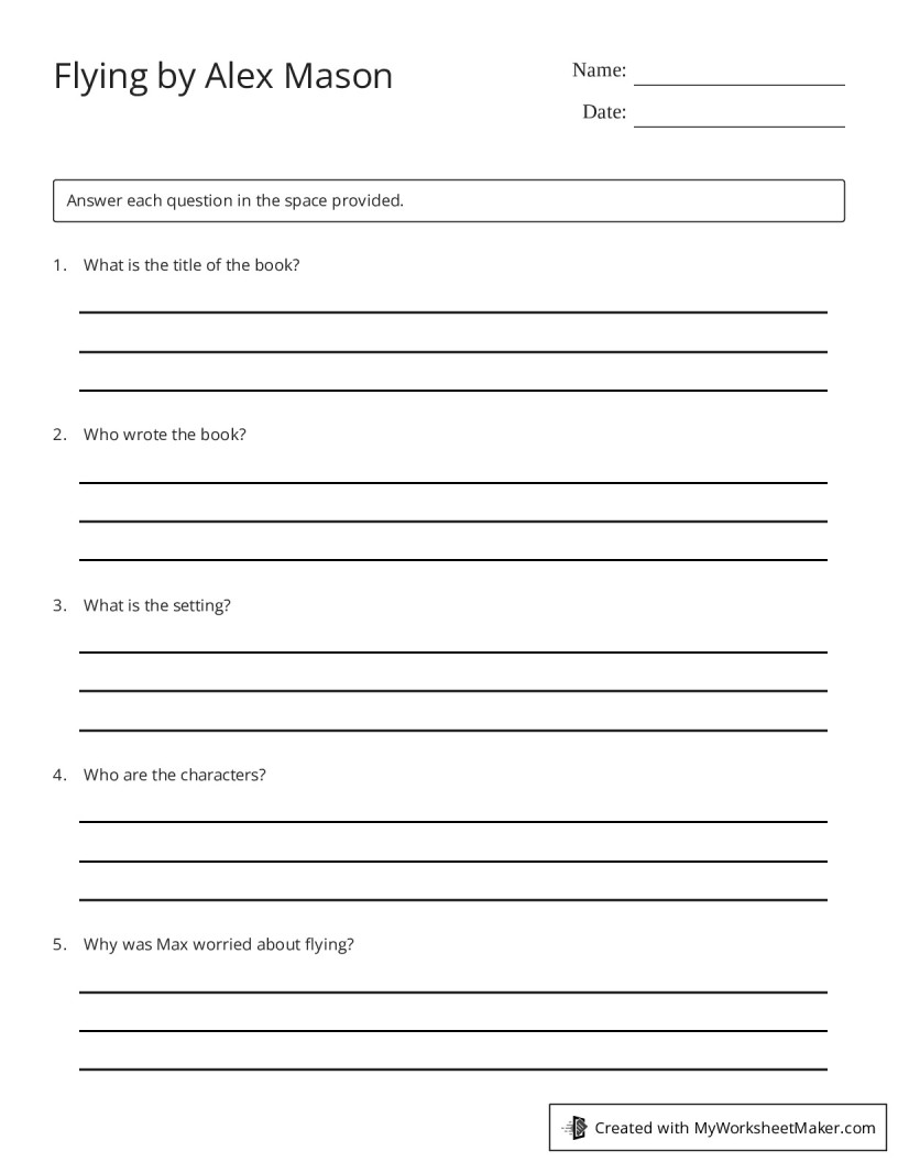 Flying by Alex Mason - My Worksheet Maker: Create Your Own Worksheets