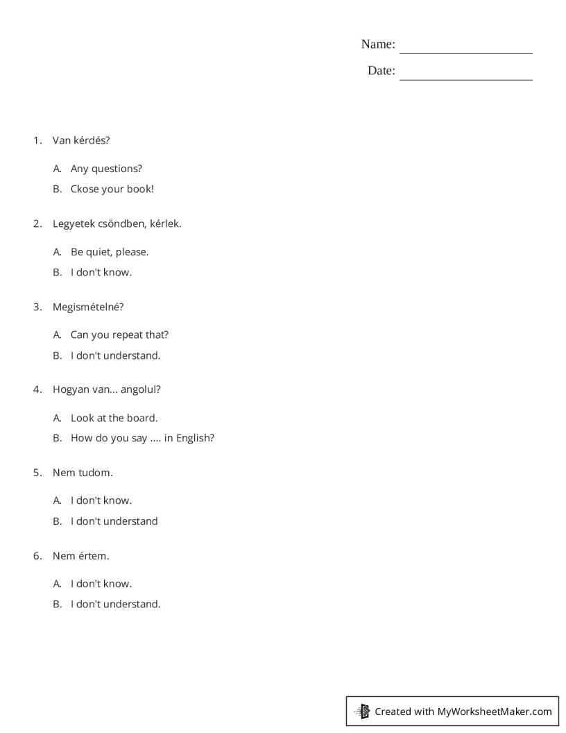 Multiple Choice Worksheet - My Worksheet Maker: Create Your Own Worksheets