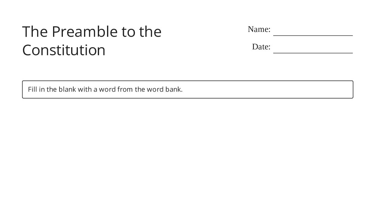 The Preamble to the Constitution - My Worksheet Maker: Create Your Own ...
