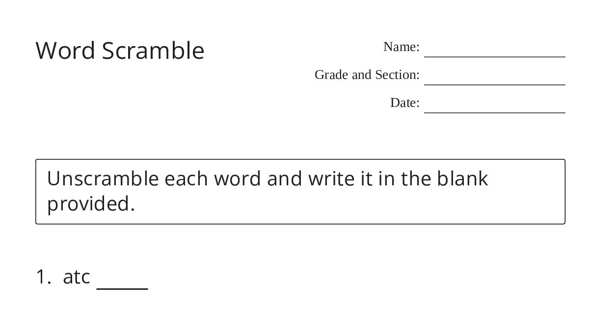 Word Scramble - My Worksheet Maker: Create Your Own Worksheets
