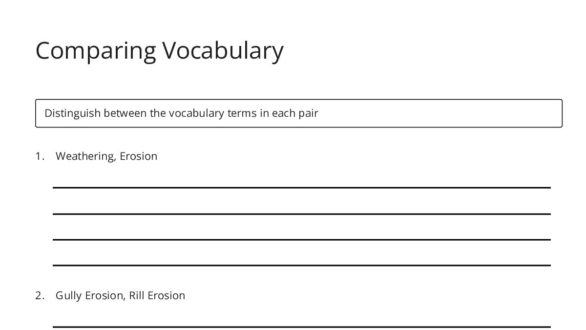 Comparing Vocabulary - My Worksheet Maker: Create Your Own Worksheets