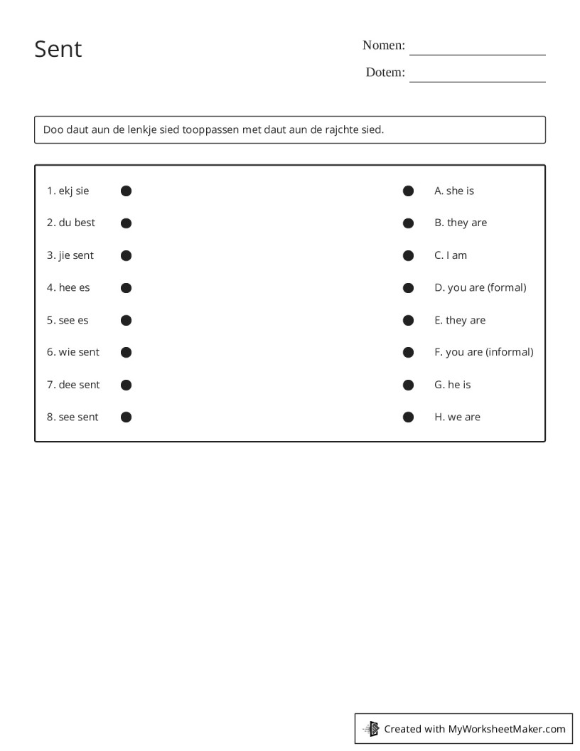 Sent - My Worksheet Maker: Create Your Own Worksheets