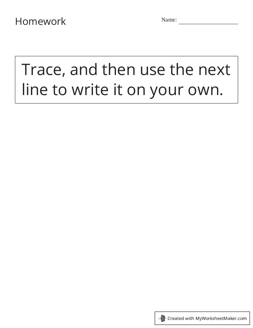 Homework - My Worksheet Maker: Create Your Own Worksheets