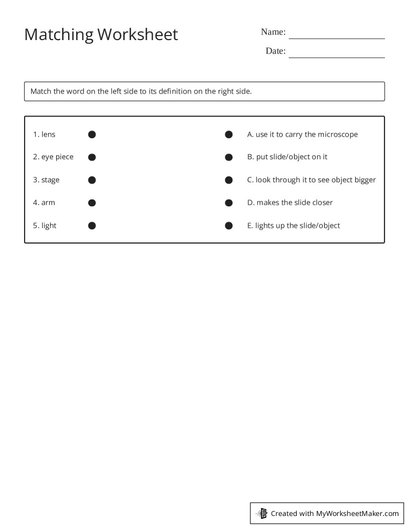 Matching Worksheet - My Worksheet Maker: Create Your Own Worksheets