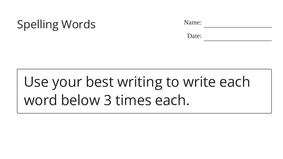 Spelling Words - My Worksheet Maker: Create Your Own Worksheets