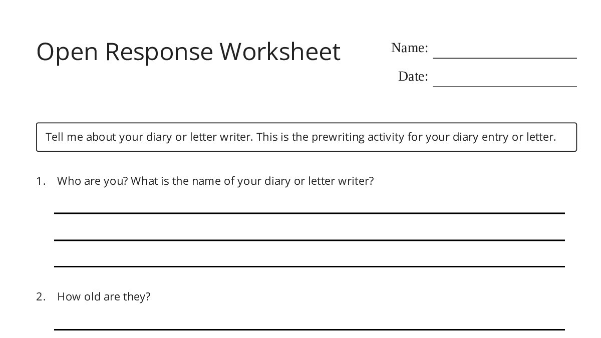 Open Response Worksheet - My Worksheet Maker: Create Your Own Worksheets