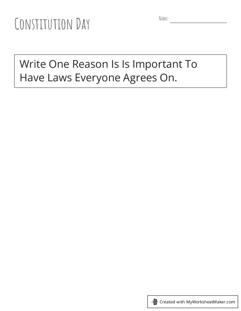 Constitution Day - My Worksheet Maker: Create Your Own Worksheets