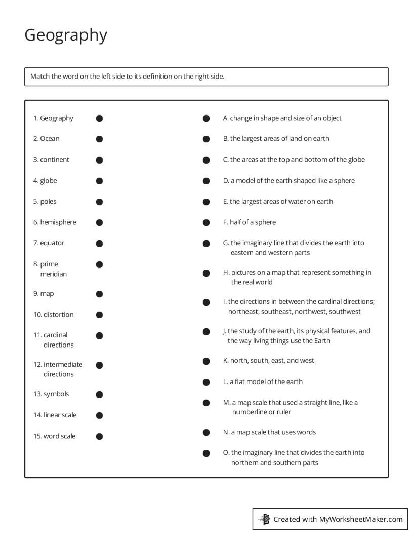 Geography - My Worksheet Maker: Create Your Own Worksheets