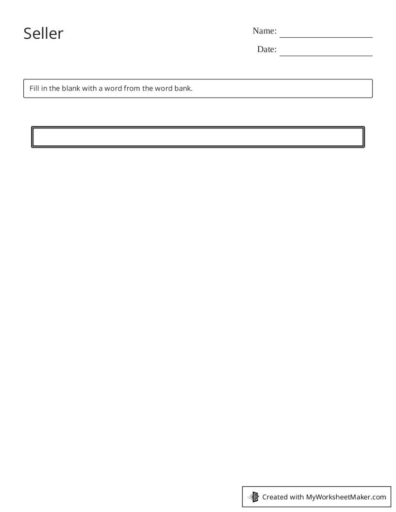 Seller - My Worksheet Maker: Create Your Own Worksheets