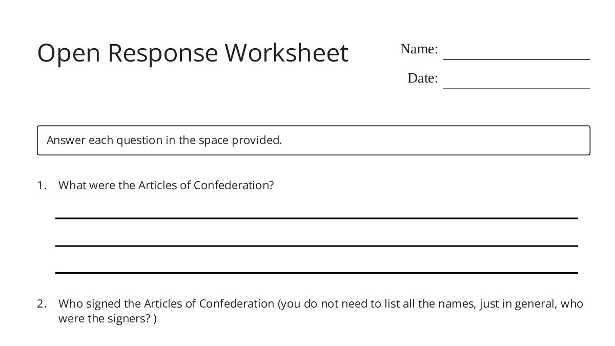 Open Response Worksheet - My Worksheet Maker: Create Your Own Worksheets
