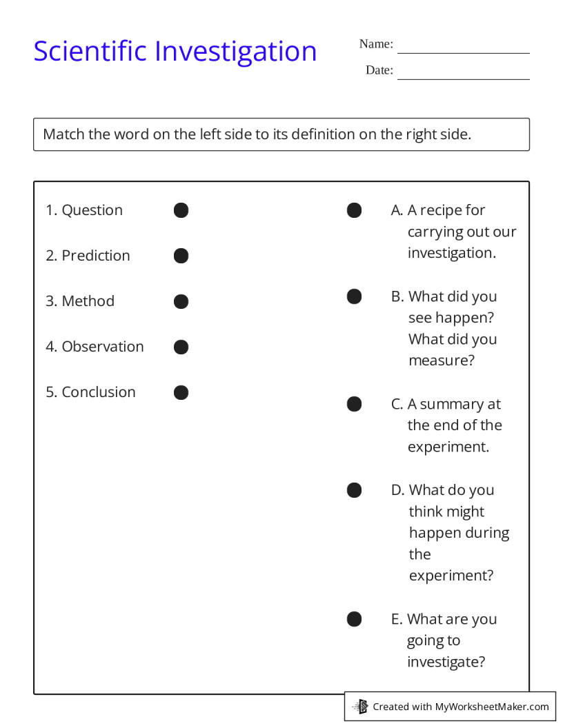 Scientific Investigation - My Worksheet Maker: Create Your Own Worksheets