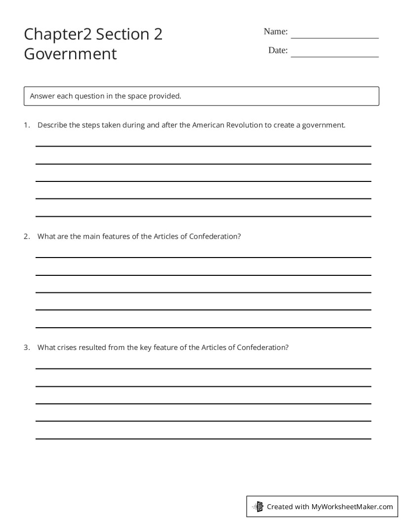 Chapter2 Section 2 Government - My Worksheet Maker: Create Your Own ...