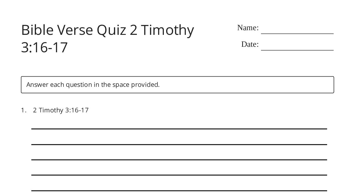 Bible Verse Quiz 2 Timothy 3:16-17 - My Worksheet Maker: Create Your ...