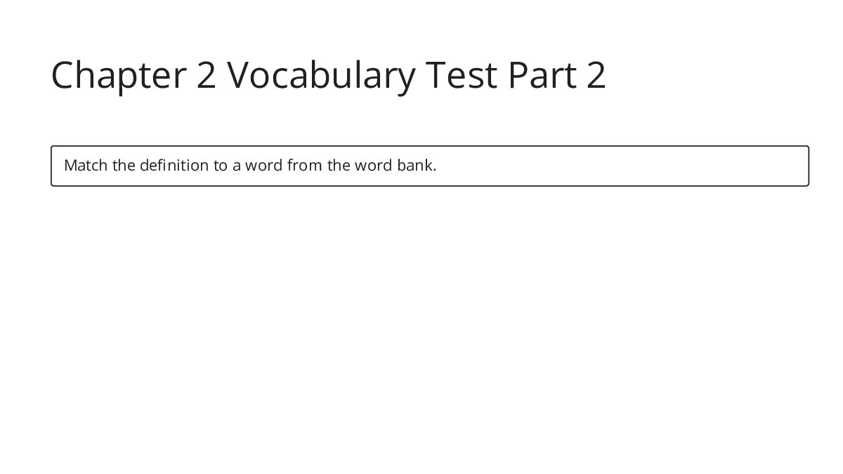 Chapter 2 Vocabulary Test Part 2 - My Worksheet Maker: Create Your Own ...