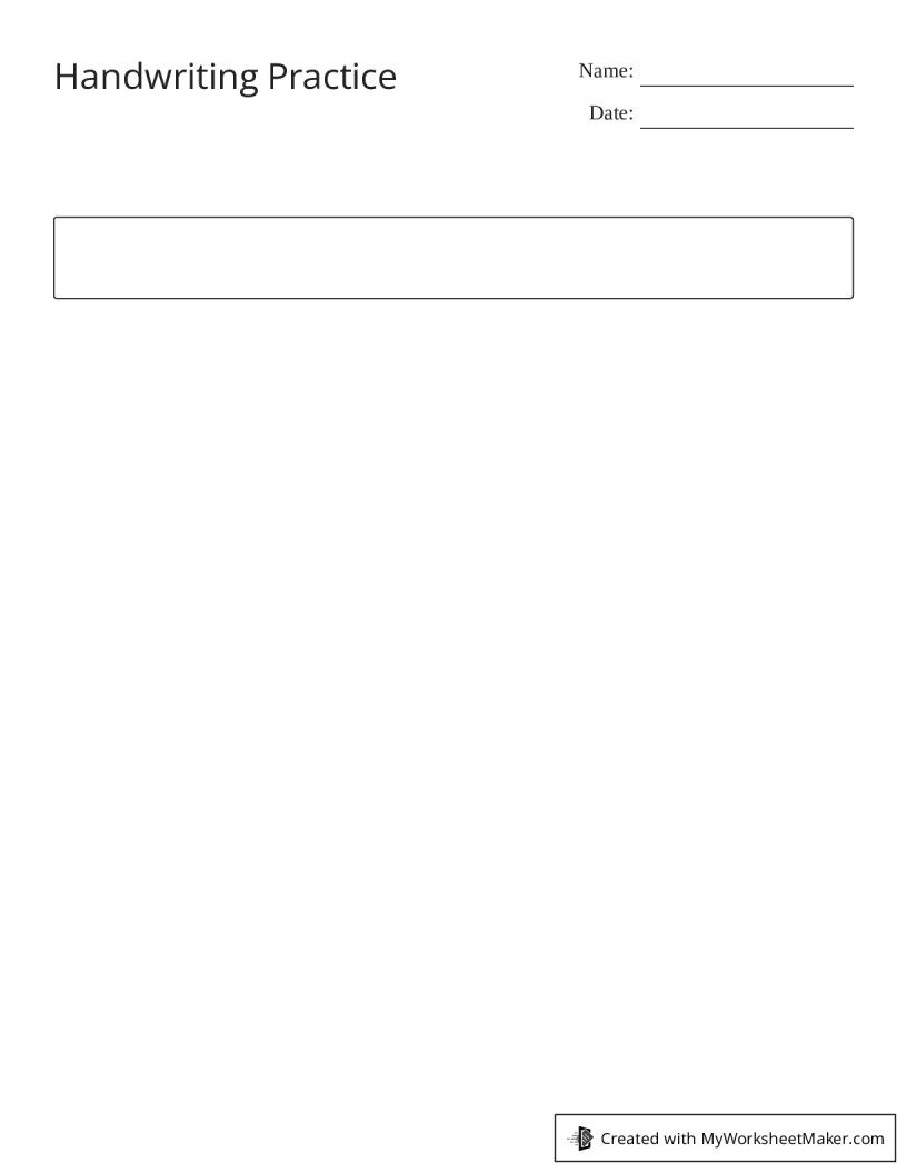 Handwriting Practice - My Worksheet Maker: Create Your Own Worksheets